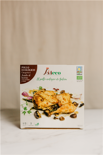 Pollo ecológico categoría A asado al horno con castañas y setas | Grupo ...