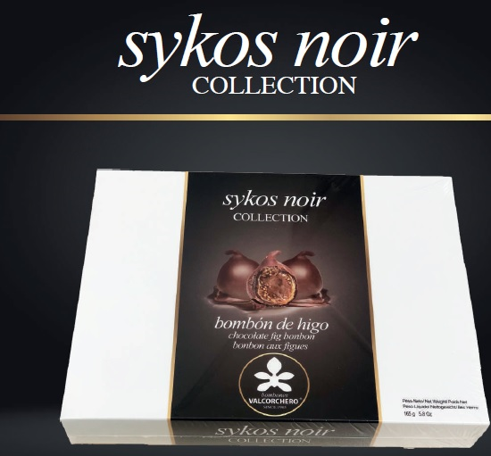 Bombones de higo rellenos de crema de avellana y cubiertos con una capa fina de chocolate negro puro